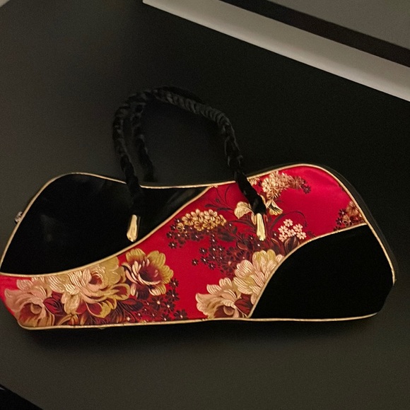 Yani | Bags | Yani Velvet Purse With Gold And Red Floral Design | Poshmark